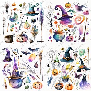 Dark Witch Clipart With Elements and Magic Supplies Mystical Halloween ...