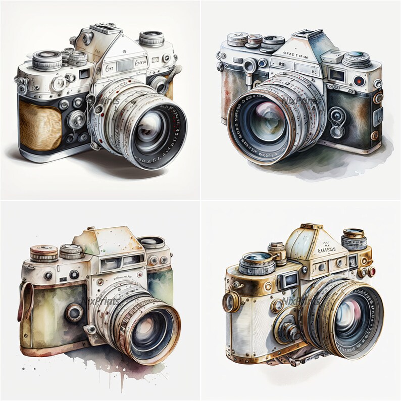 Watercolor Camera Clipart: 300 Dpinon-transparent Background - Etsy