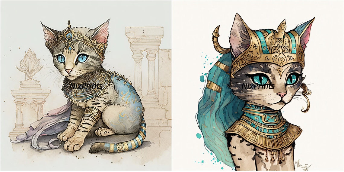 Egypt Cat Clipart Bundle Printable High-resolution JPG Files - Etsy
