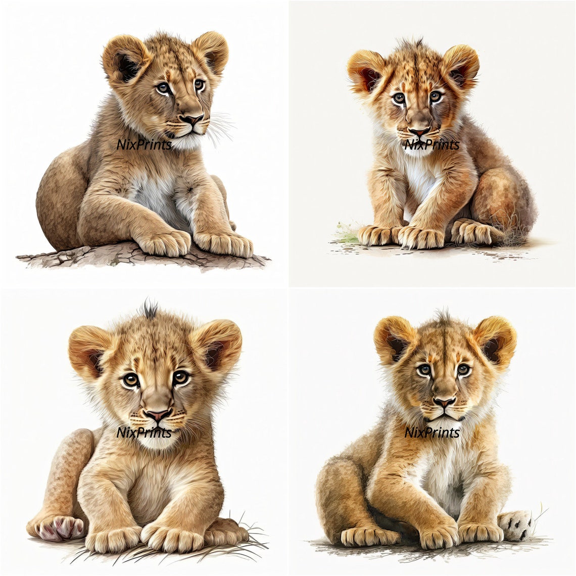 Real Lion Cub Clipart Digital Image Downloads for Commercial Use - High ...