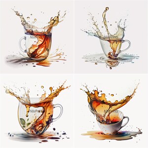 Vibrant Spill the Tea Watercolor Clipart Perfect for Social Invitations ...
