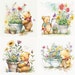 Pooh Clipart Spring Flowers and Gardening Theme Digital Image Downloads ...