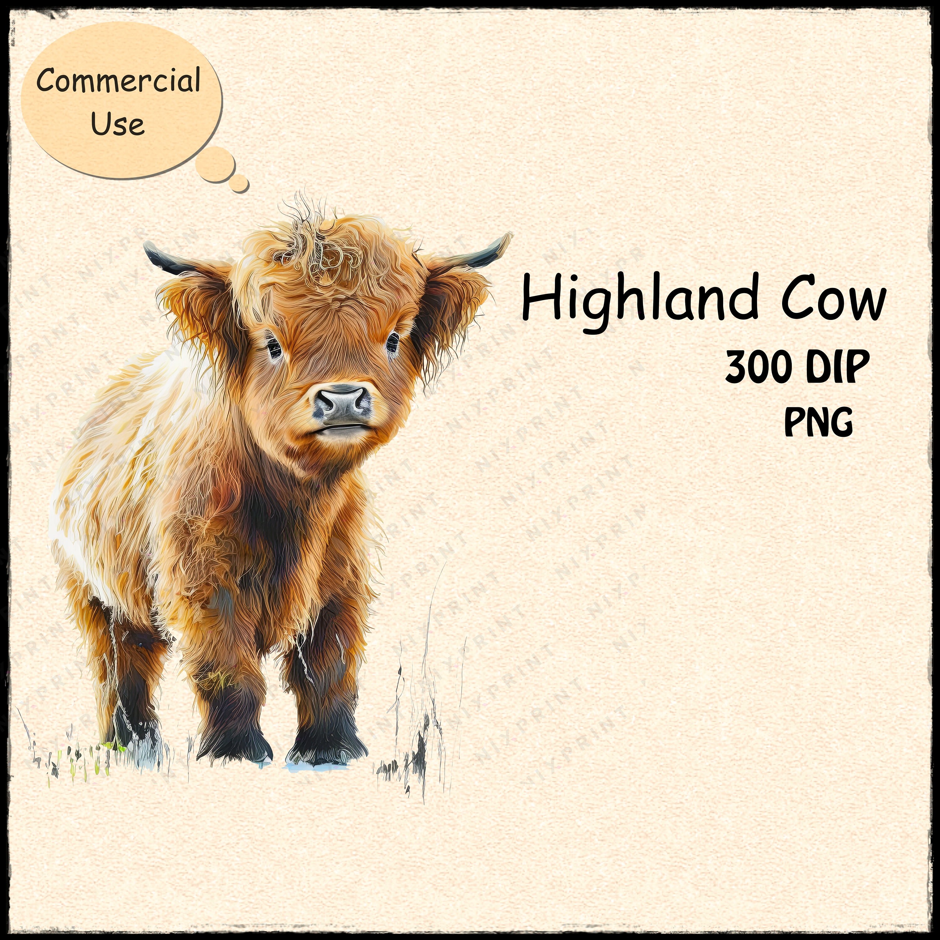 Highland Cow Clipart Watercolor Highland Cow Clipart Digital - Etsy