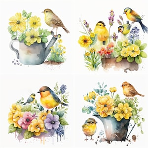 Canary Bird Clipart, Spring Flowers, High Quality Jpgs, Beautiful ...
