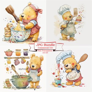 Watercolor Chef Winnie the Pooh Clipart for Baking and Kitchen Themes ...
