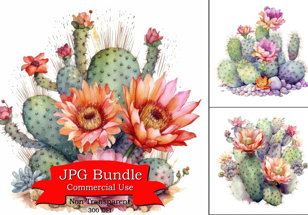 Desert Cactus Clipart, Pastel Colours Clipart, Flower Clipart, Picture ...