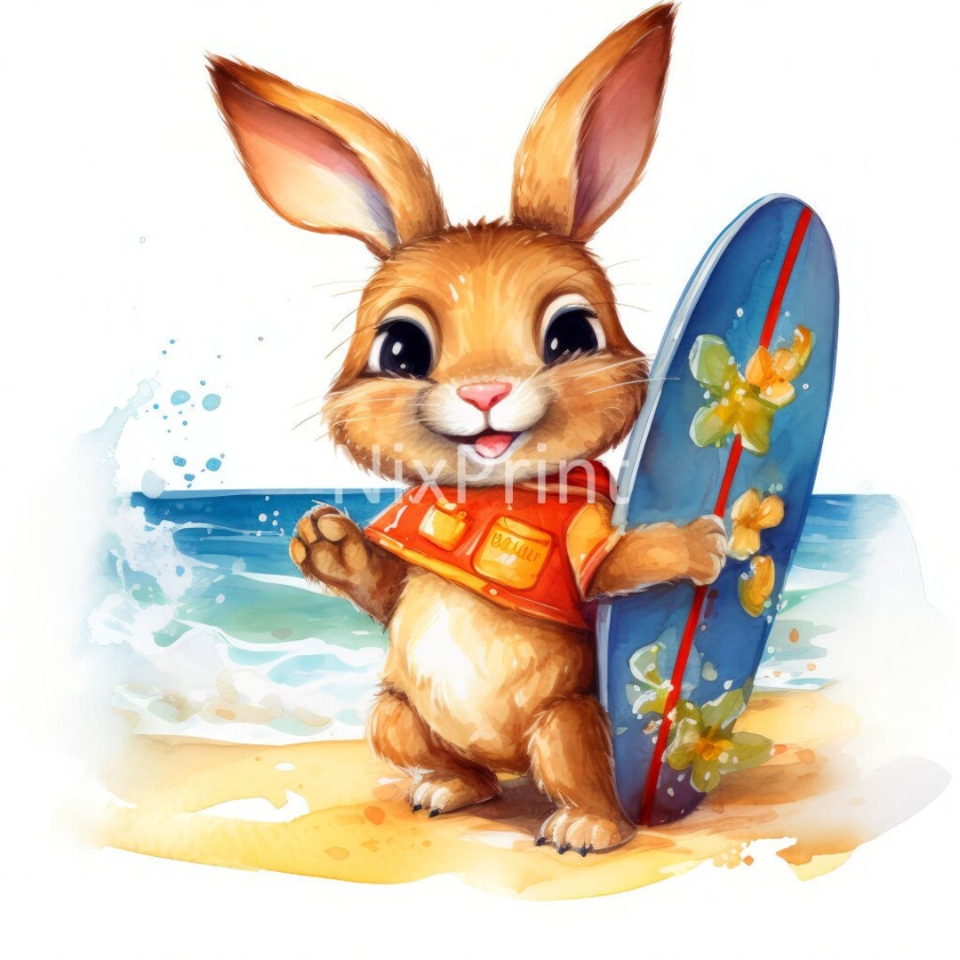 Rabbit Clipart, Lifeguard Clipart, in a Lifeguard Outfit, Holding a ...