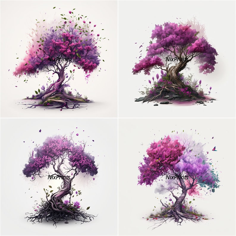 Vibrant Tree of Life Clipart JPG Elements for Crafting and - Etsy