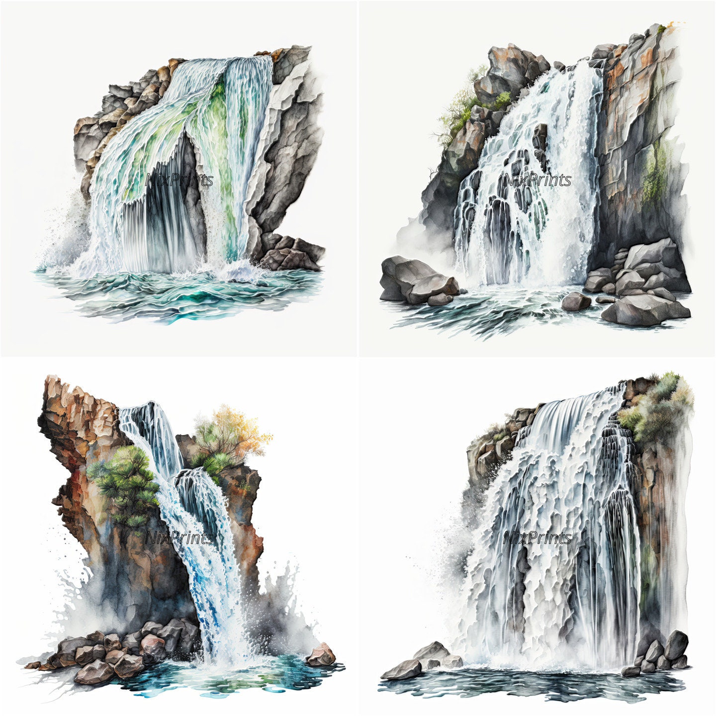 Waterfall Nature Drawing