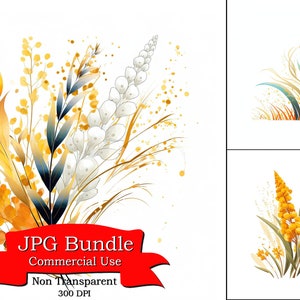 Line Art Logo Clipart, Goldenrod Flower Clipart, Digital Sticker for ...