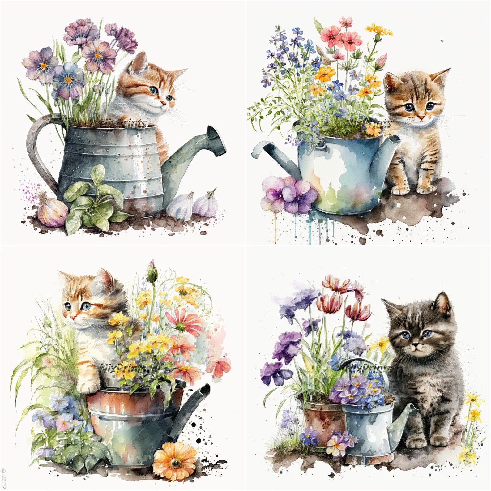 Kitten Clipart Set Cat Spring Theme High Quality JPG Digital - Etsy