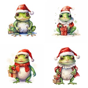 Frog Clipart, Christmas Clipart, Santa Claus Dress, White Background ...