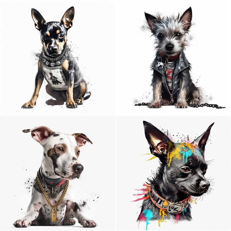 Dog Punk Art Clipart: A Bold Statement of Creativity Digital - Etsy