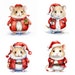 Cute Hamster Clipart, Santa Claus Dress, White Background, Watercolor ...