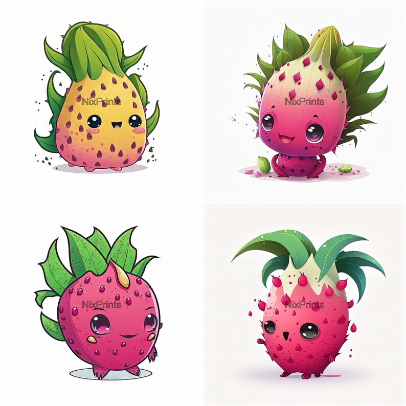 Cute and Lovable Anime Cartoon Pitaya: Adorable Clipart - Etsy