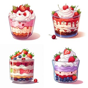 Kawaii Trifle Clipart, Art for the Wall, Art for Lovers, Print for ...