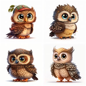 Vintage Owls Clipart, Owl Illustrations Digital Illustrations Clip Art ...