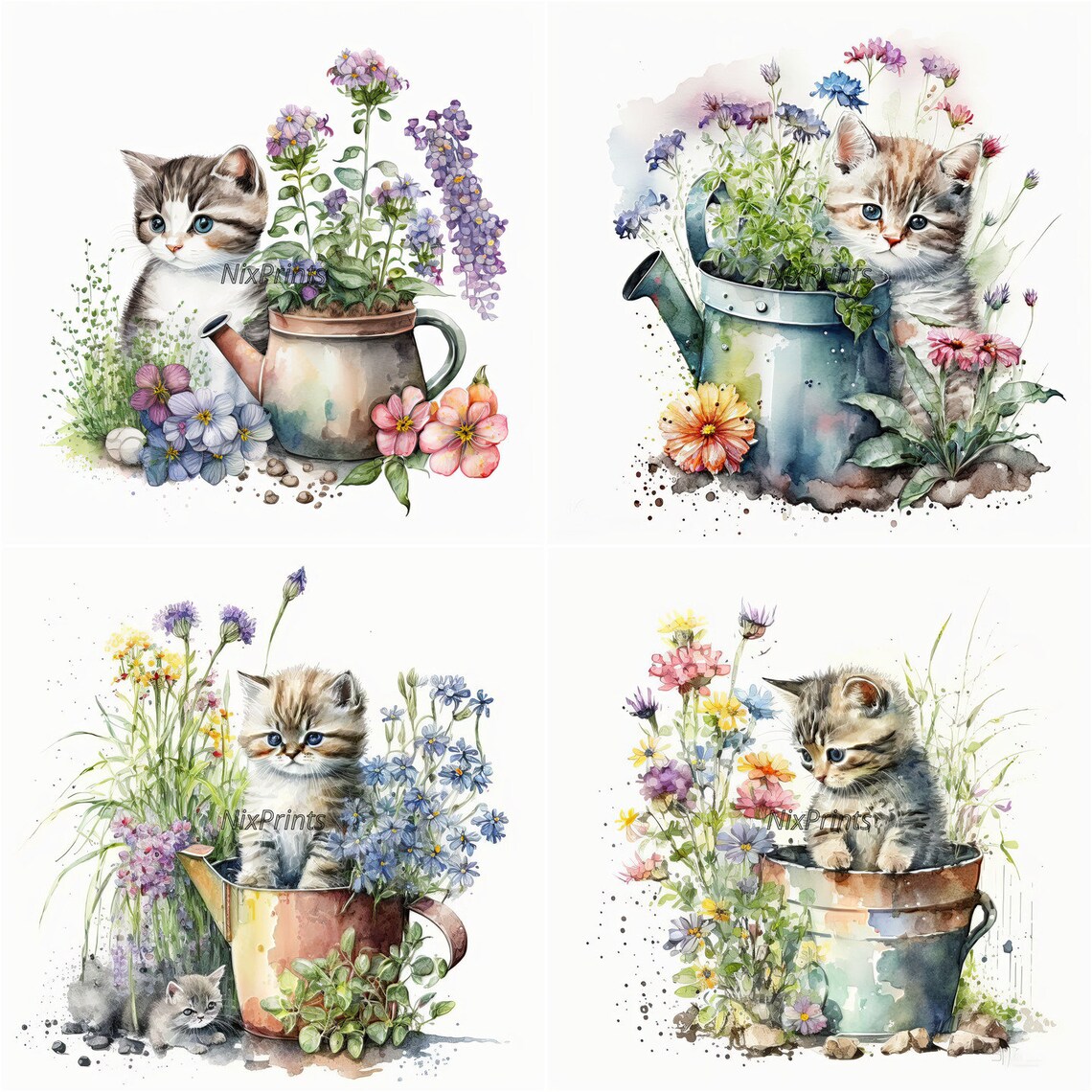 Kitten Clipart Set Cat Spring Theme High Quality JPG Digital - Etsy