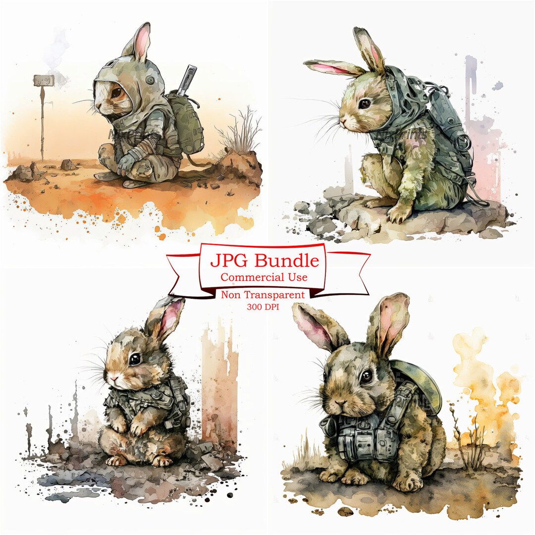 Bunny Post-apocalyptic and Raincoat Clipart, Unique Designs for ...