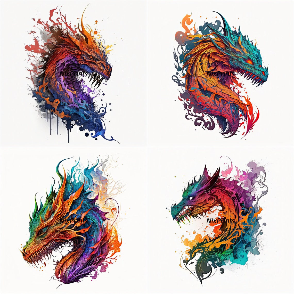 Fantasy Dragon Clipart Designs Bundle Jpg for Sublimation - Etsy