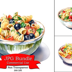 Watercolor Pasta Salad Clipart, Digital Sticker for Phone Case, Wall ...
