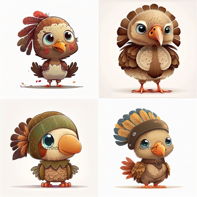 Cute Baby Turkey Clipart for Thanksgiving and More High - Etsy