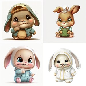 Cute Bunny Clipart Collection Digital Images ,vibrant Colors, Baby ...