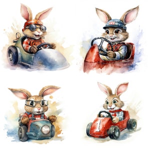 Rabbit Clipart, Race Car Clipart, in a Race Car Driver's Outfit ...