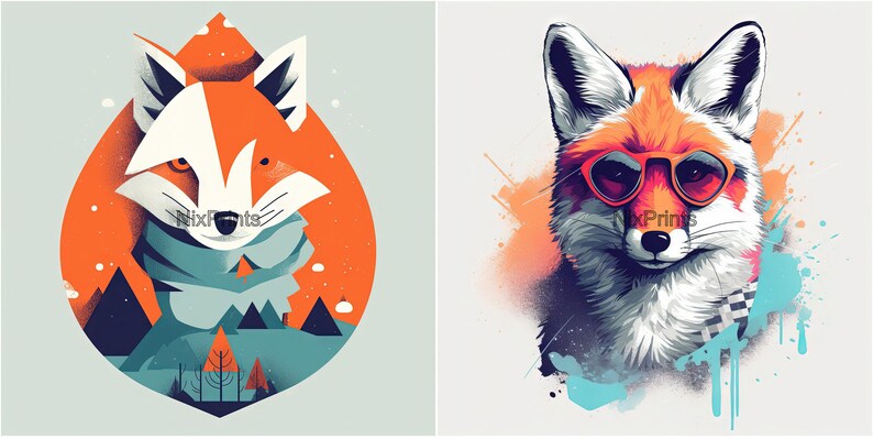 Fox Clipart Cool Fox Clipart Arctic Fox Bandit Minimalist - Etsy