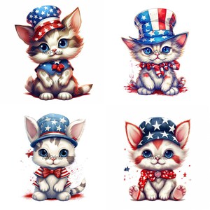 Adorable Patriot Baby Cat Clipart, 4th of July Theme, Digital Paper ...