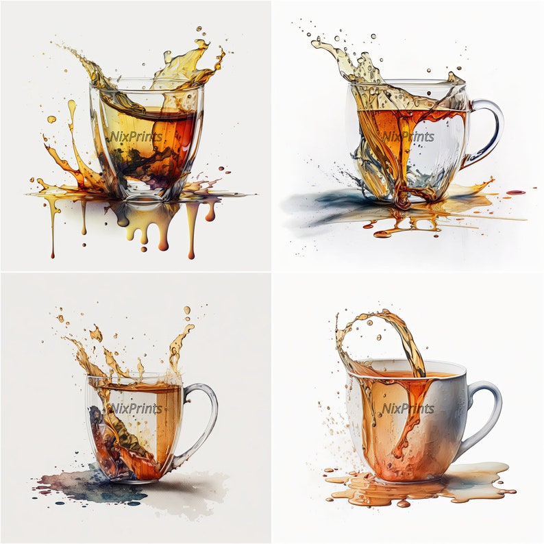 Vibrant Spill the Tea Watercolor Clipart Perfect for Social - Etsy