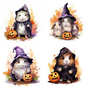 Cute Guinea Pig Clipart, Spooky Halloween Costume, Ghost, Witch, and ...