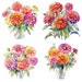 Zinnia Flower Bouquet Clipart, Watercolor Cliprt, Digital Paper ...