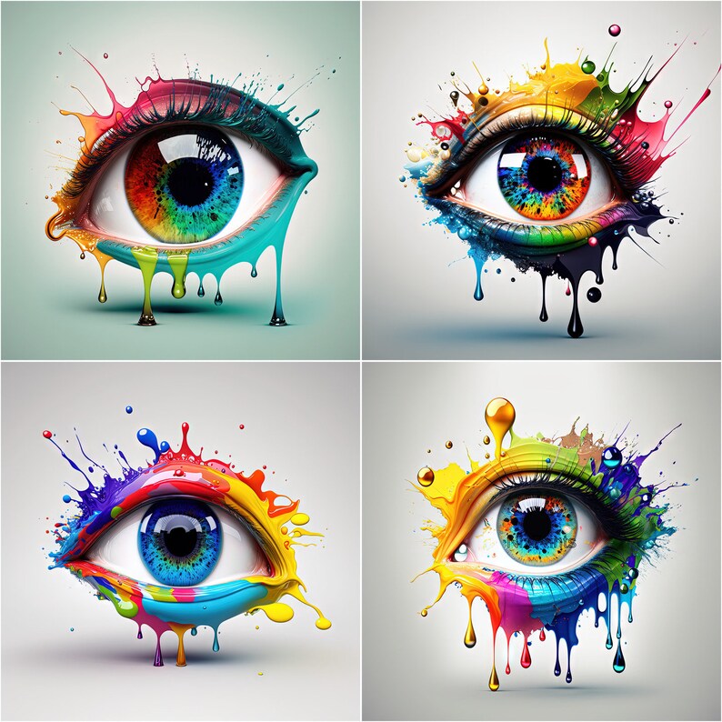 Eye Clipart Eyeball Splashes in Colorful Colors: A Vibrant - Etsy