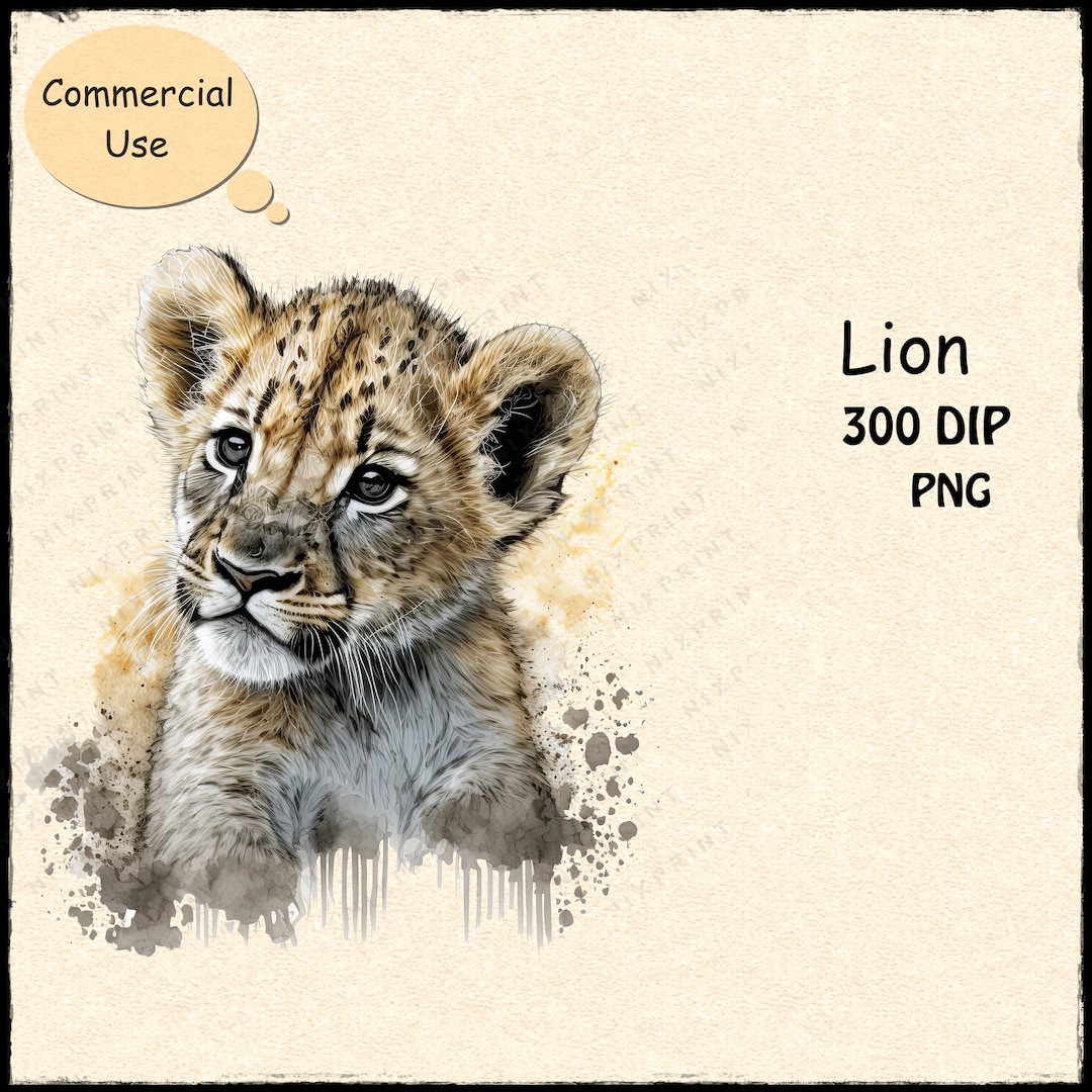 Lion Clipart Watercolor, Cute Lion Digital Clipart, PNG File ...