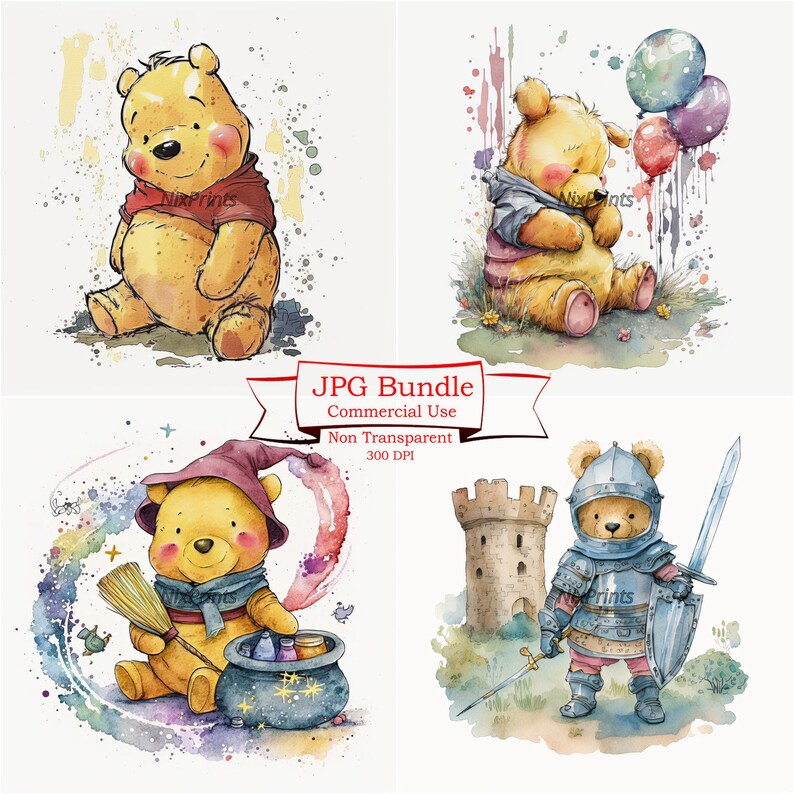 Fantasy Pooh Clipart Bundle Magical Spells Knight and - Etsy