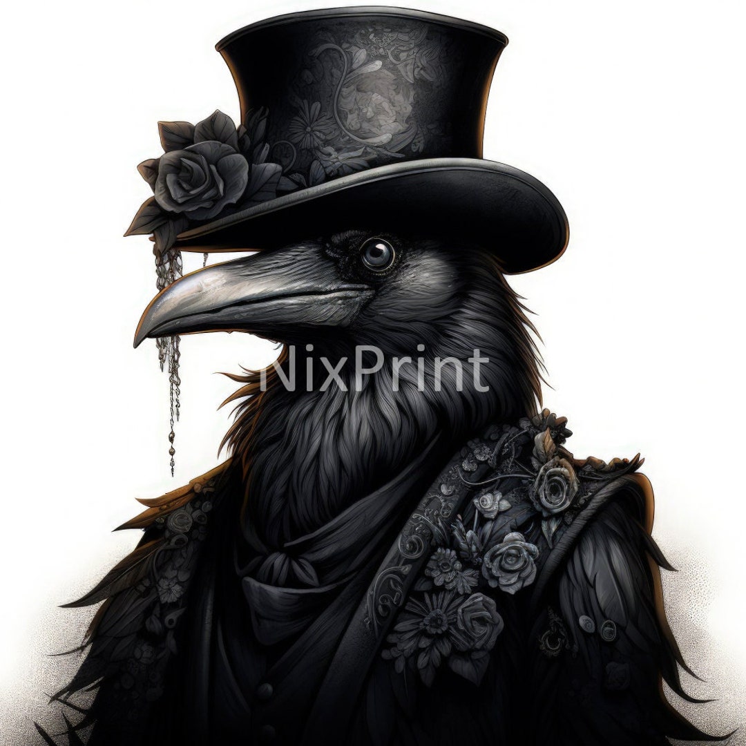 Gothic Raven Clipart, Victorian Style Clipart, Art for Fun, Digital ...