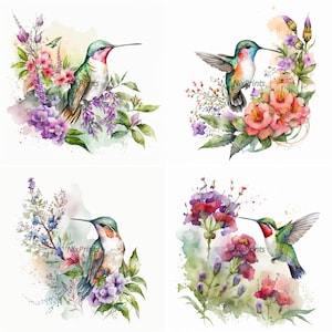 Hummingbird Clipart, Spring Flowers and Gardening Theme, 300 DPI, High ...