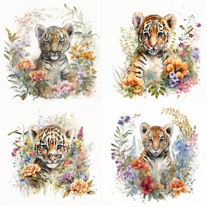 Tiger Watercolor Clipart, Cute Baby Tiger Clipart for Crafting and ...