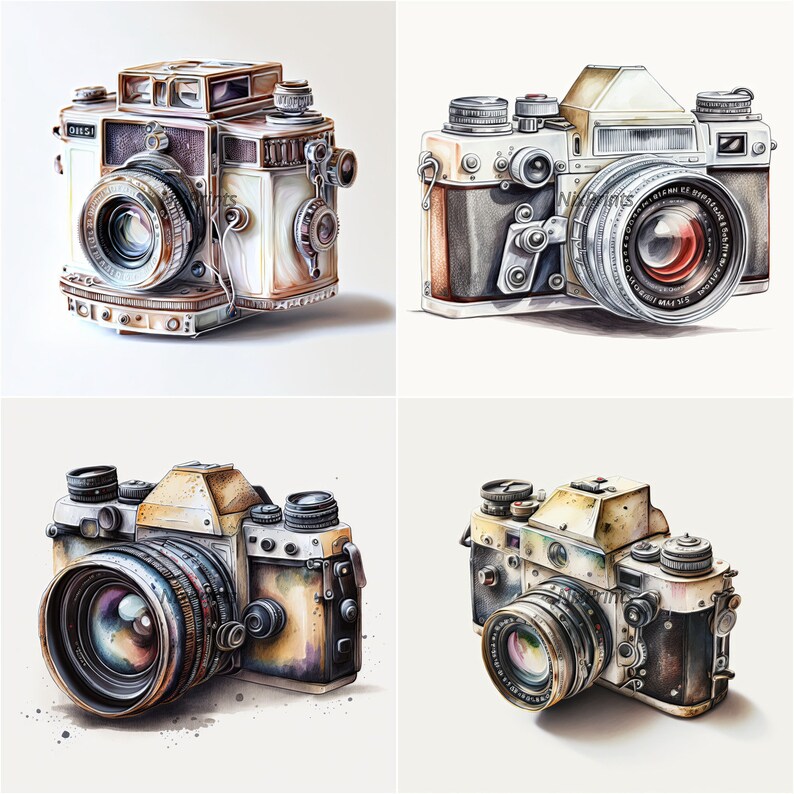 Watercolor Camera Clipart: 300 Dpinon-transparent Background - Etsy