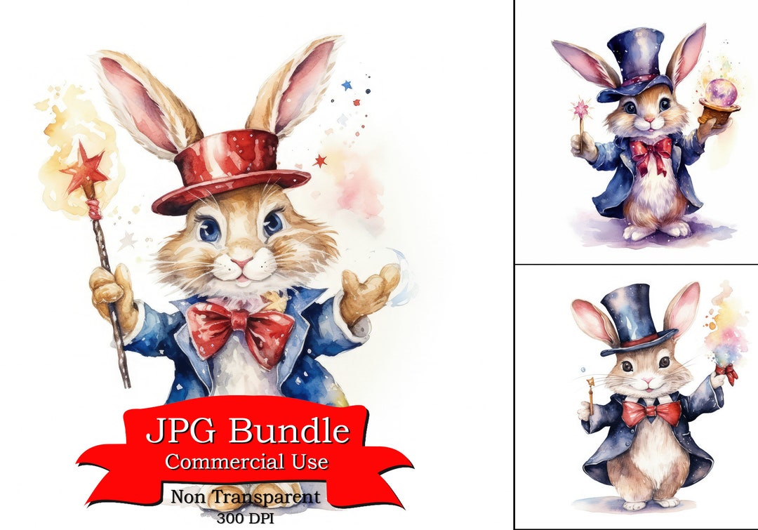 Rabbit Clipart, in a Magician's Costume, Magician Clipart, Performing a ...