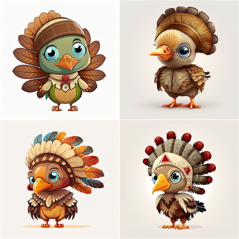 Cute Baby Turkey Clipart for Thanksgiving and More High - Etsy