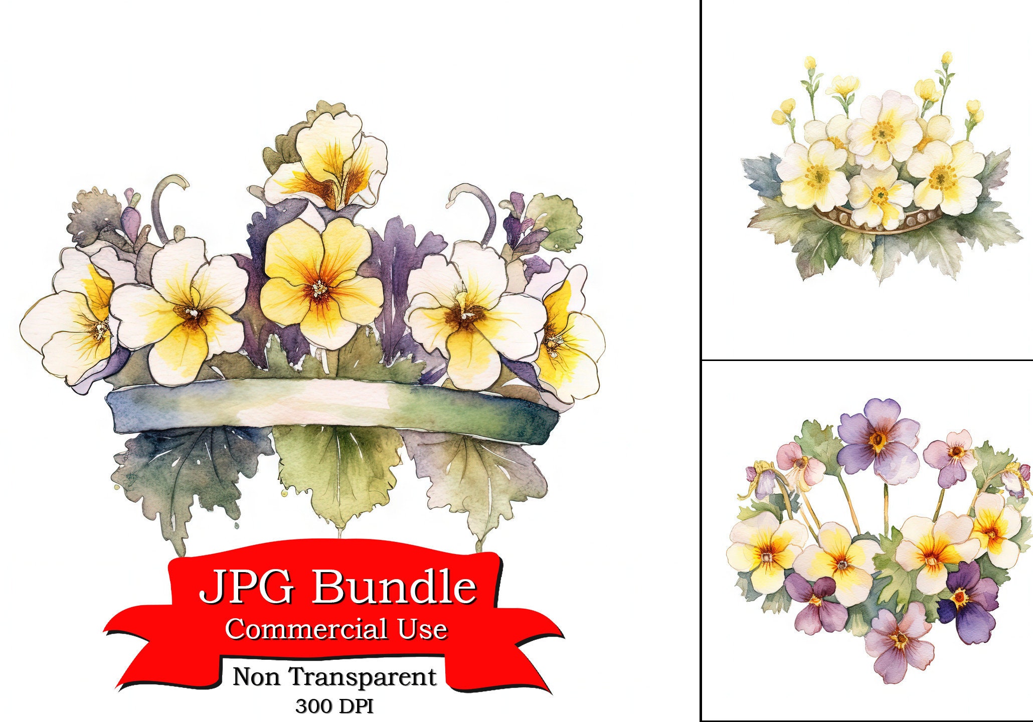 Primrose Flower Crown Clipart Digital Paper Crafting Digital - Etsy