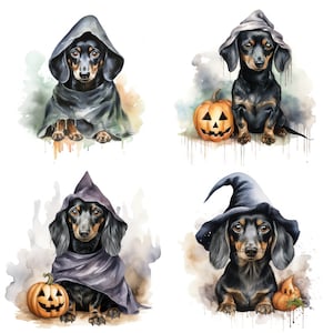 Dachshund Dog Clipart, Spooky Halloween Costume, Ghost Clipart, Designs ...