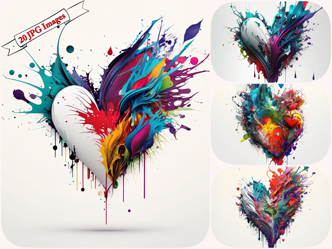 Watercolor Colorfull Hearts Clipart Bundle - High-quality Digital ...