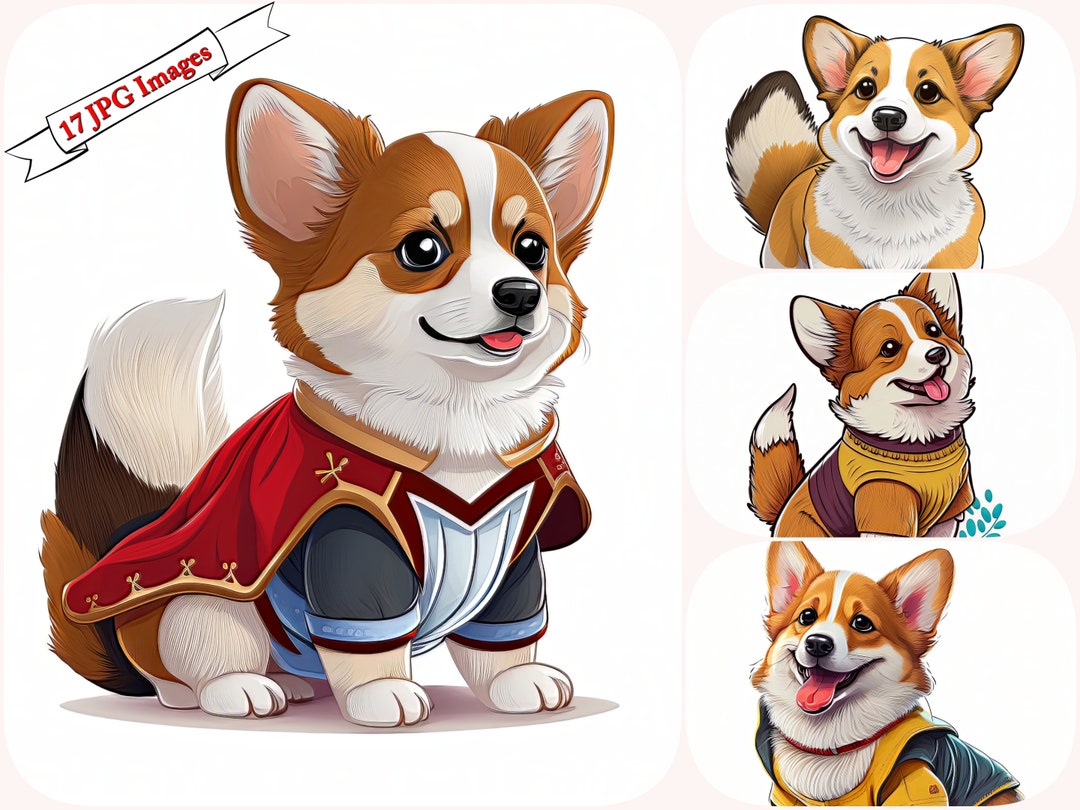 Adorable Corgi Clipart,cartoon Corgi Art , Watercolor Dog Art ,cute Dog ...