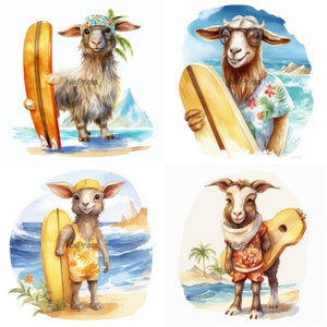 Goat Clipart, Surfing Clipart, Lifeguard Clipart, Holding Surfboard ...