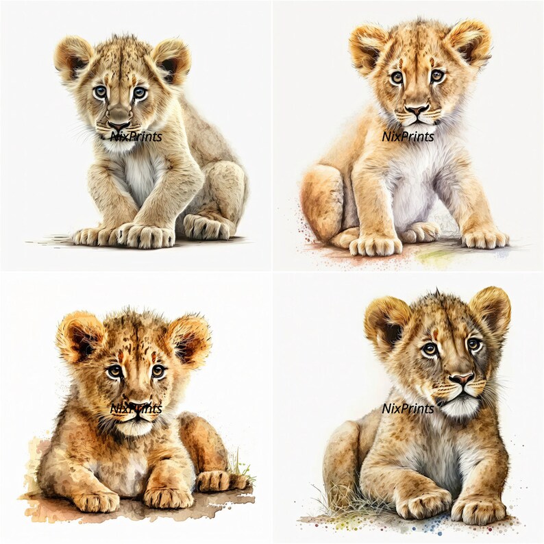 Real Lion Cub Clipart Digital Image Downloads for Commercial - Etsy