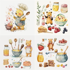 Watercolor Chef Winnie the Pooh Clipart for Baking and Kitchen Themes ...