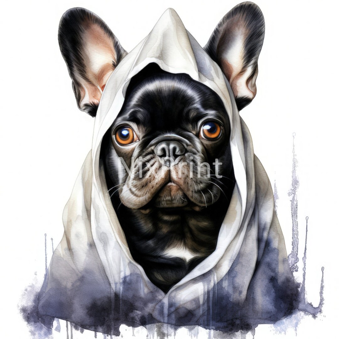French Bulldog Clipart, Spooky Halloween Costume, Ghost Clipart, Poster ...